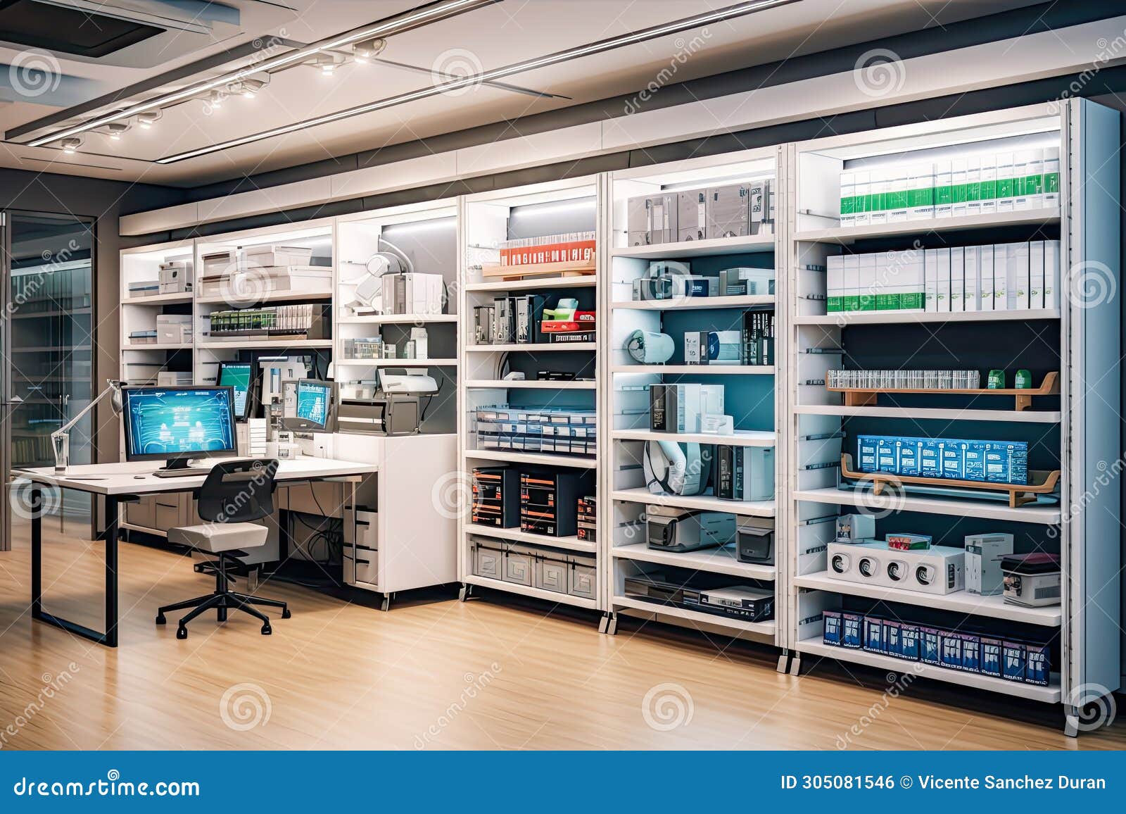 Automation Cost Rack with Smart Things in Study Room Stock Illustration ...