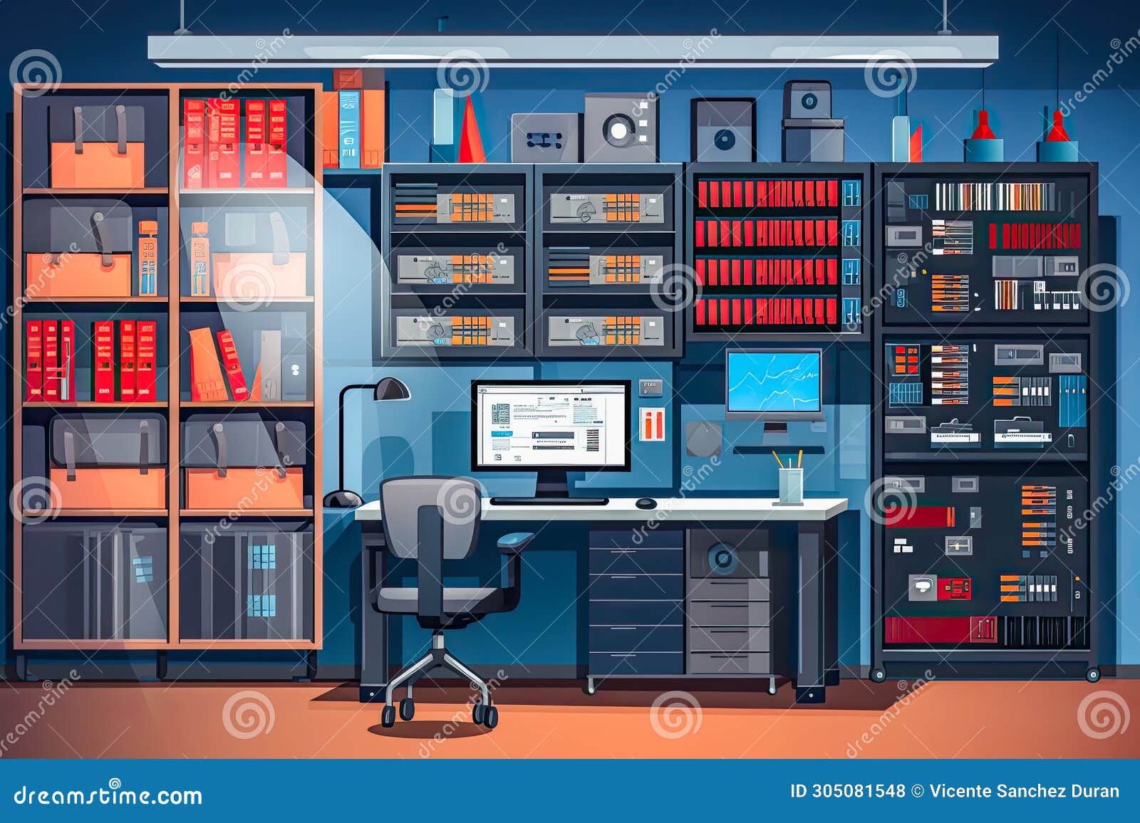 Automation Cost Rack with Smart Things in Study Room Stock Illustration ...