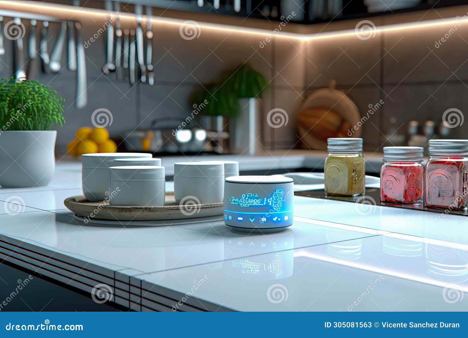 Automation Countertop with Smart Things in Home Kitchen Stock ...