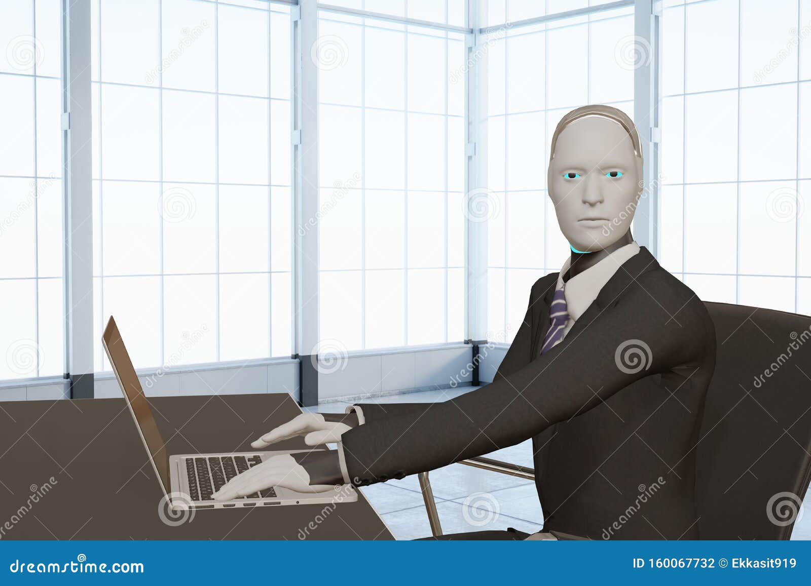 Automation 3d Rendering Artificial Intelligent Humanoid Business ...