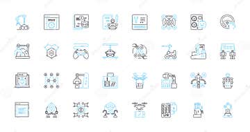 Automation Engineering Linear Icons Set. Robotics, Mechatronics, Programming, Control ...