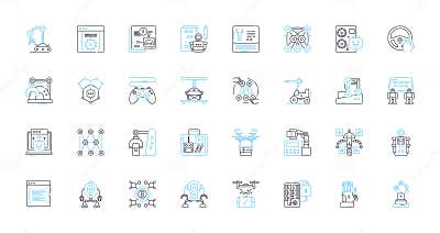 Automation Engineering Linear Icons Set. Robotics, Mechatronics ...