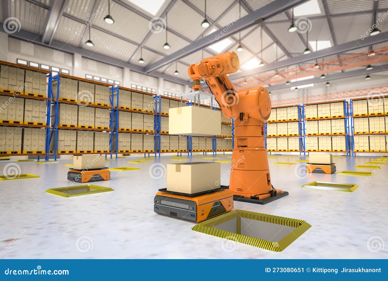 Warehouse Robots Or Robotic Assistants Deliver Boxes Stock Photography ...