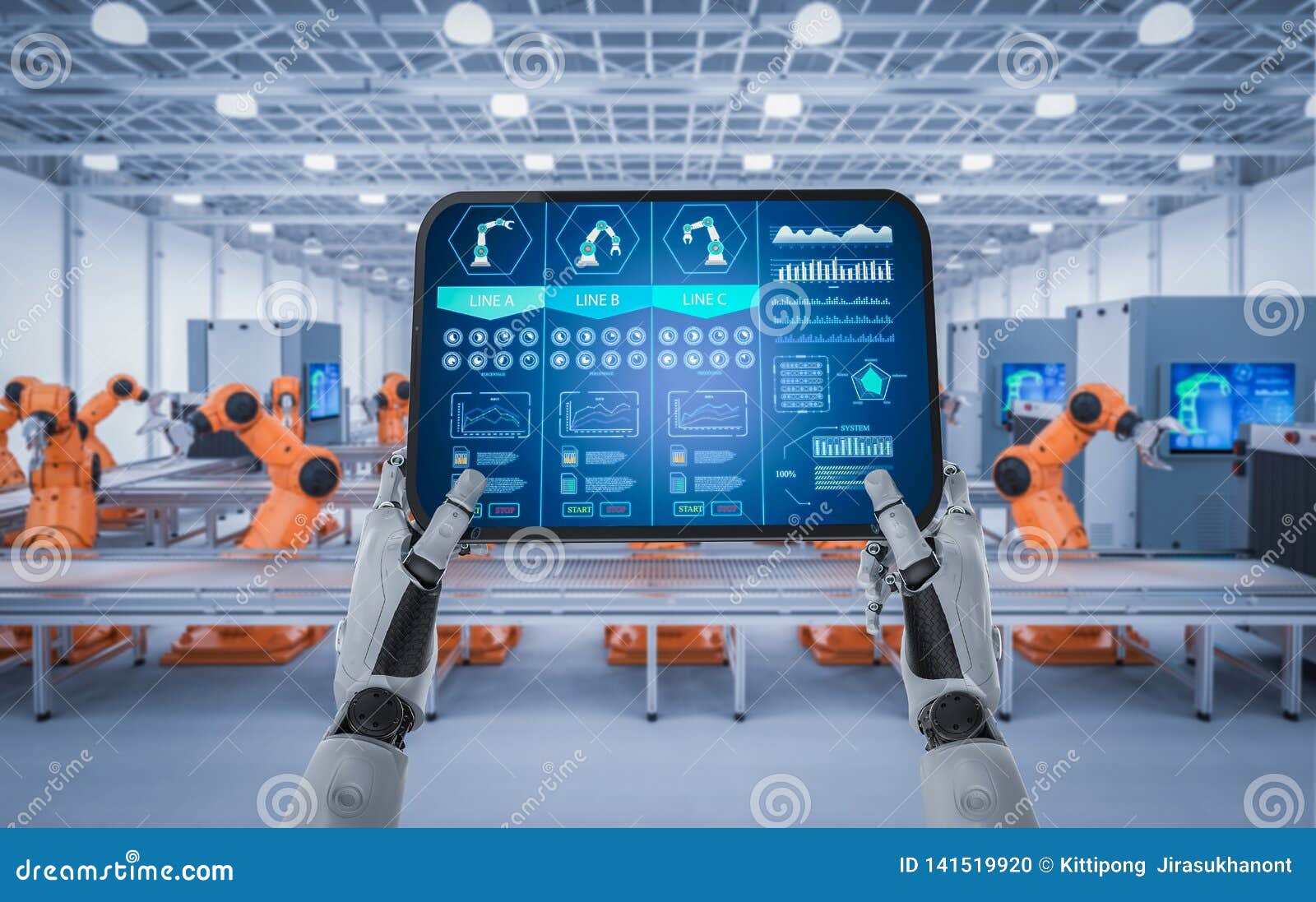 Automation factory concept stock photo. Image of monitor - 141519920