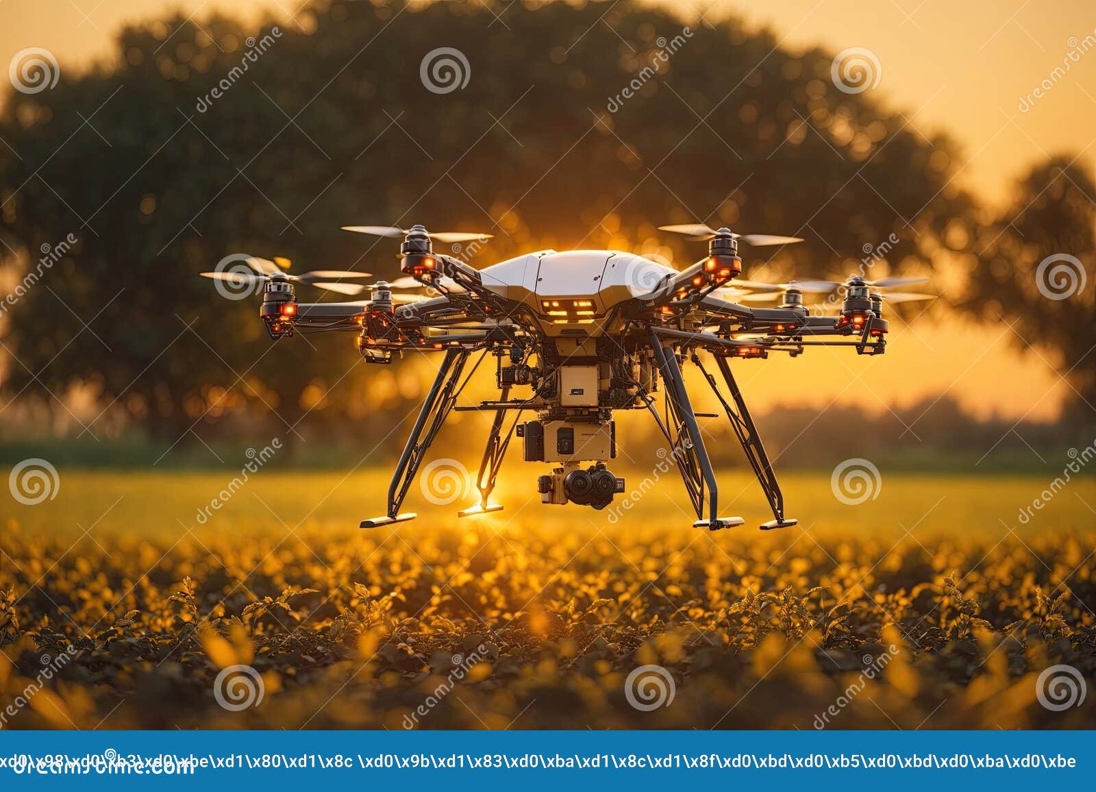 Automation Farming Drones and Machine Field. Ai Generative Stock Photo ...