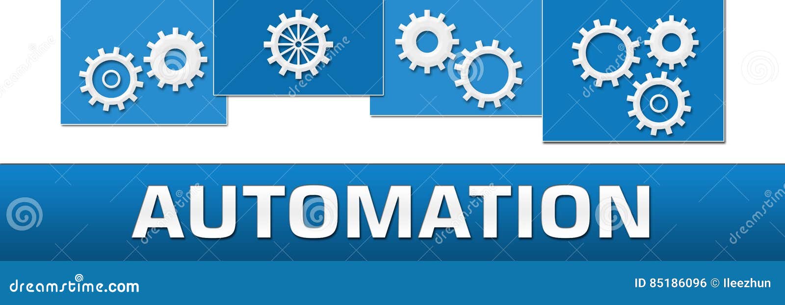 Automation Gears Blue Squares on Top Stock Illustration - Illustration ...