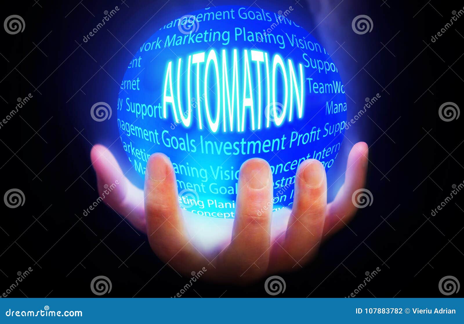 Automation Globe Background Blue Stock Illustration - Illustration of ...