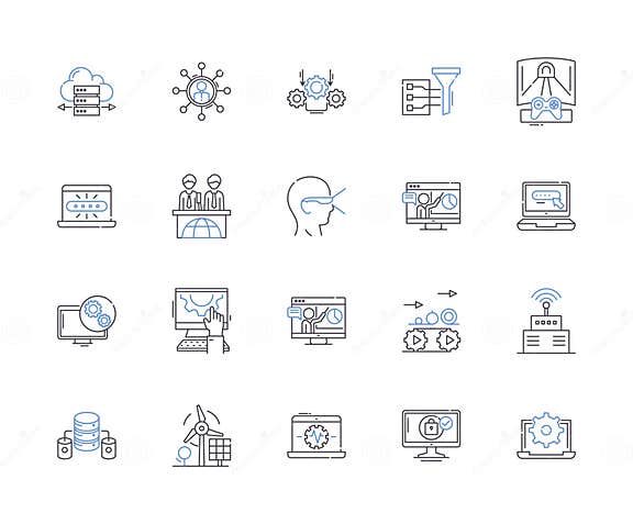 Automation and High Tech Outline Icons Collection. Automation, High-tech, Robotics, AI, Machine ...