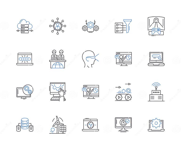Automation and High Tech Outline Icons Collection. Automation, High-tech, Robotics, AI, Machine ...