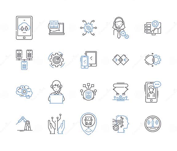 Automation and High Tech Outline Icons Collection. Automation, High-tech, Robotics, AI, Machine ...