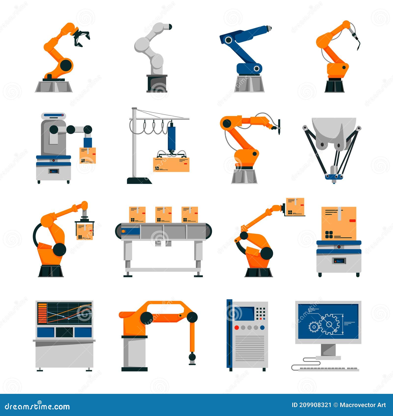Automation Icons Set stock vector. Illustration of blog - 209908321