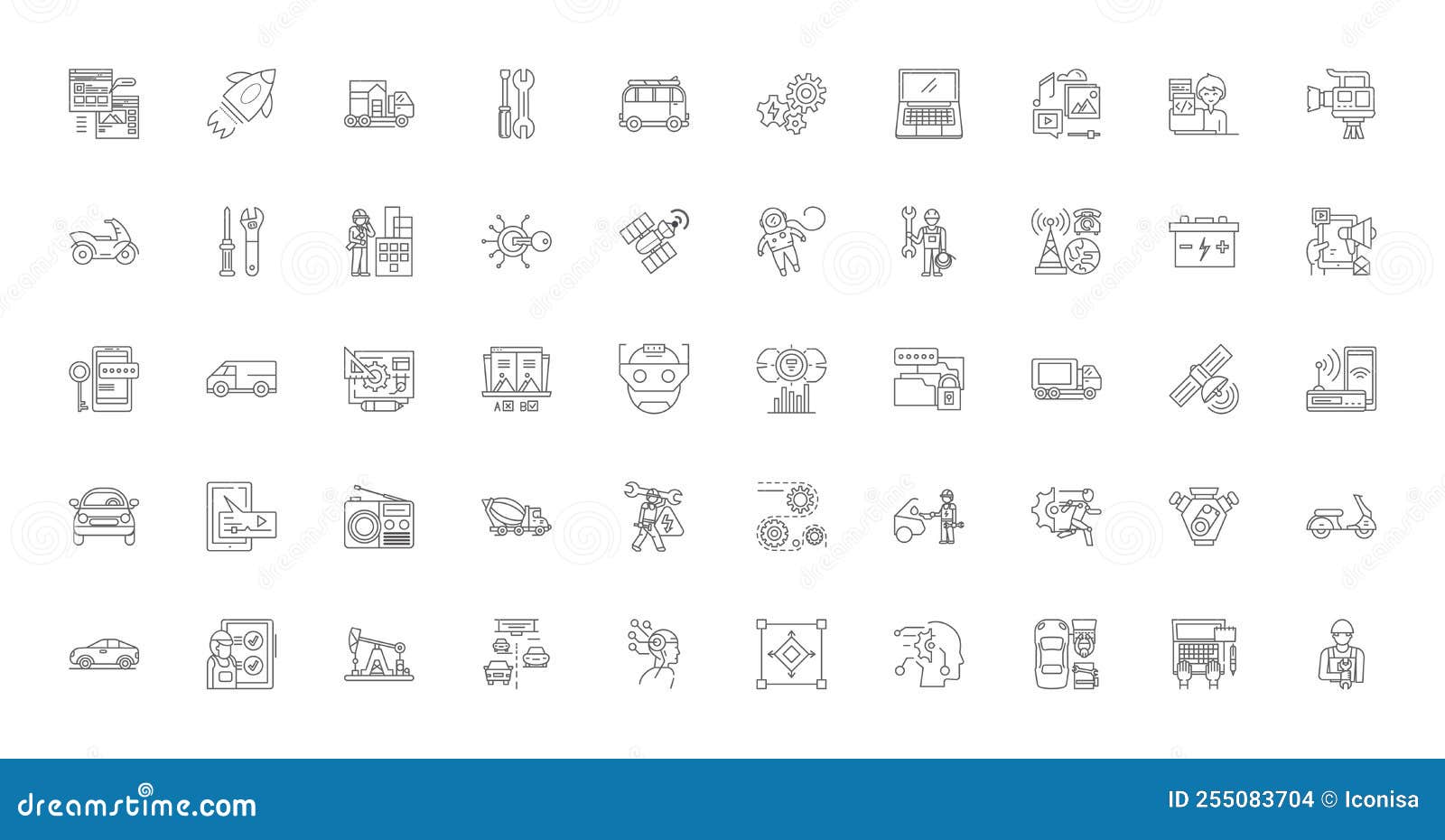 Automation Ideas, Linear Icons, Line Signs Set, Vector Collection Stock ...
