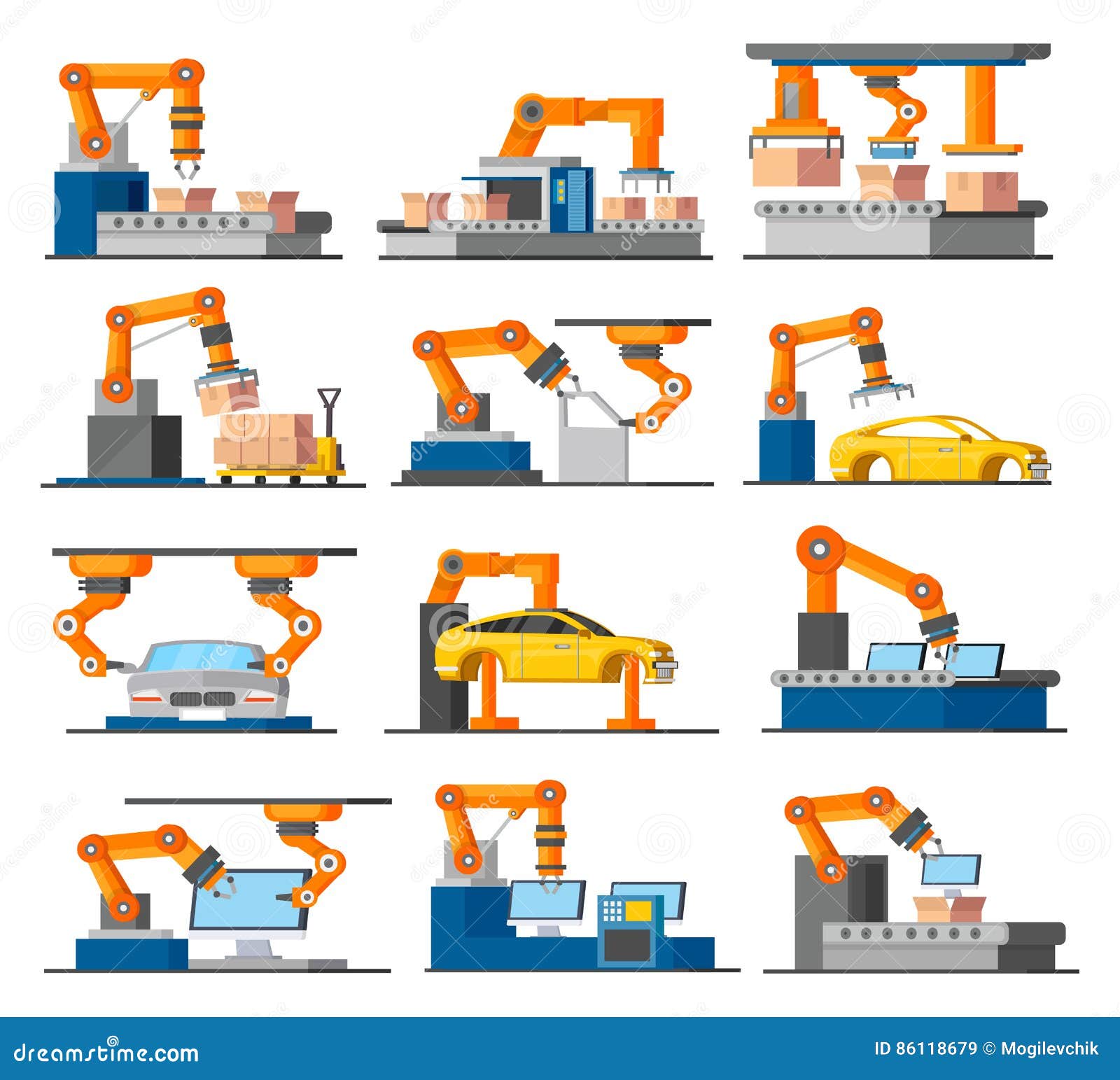 Industrial Process Of Building New House. Stages Cartoon Vector ...