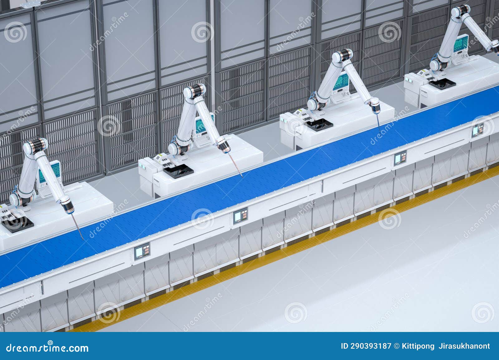 Automation Industry Concept with Robot Assembly Line in Factory Stock ...
