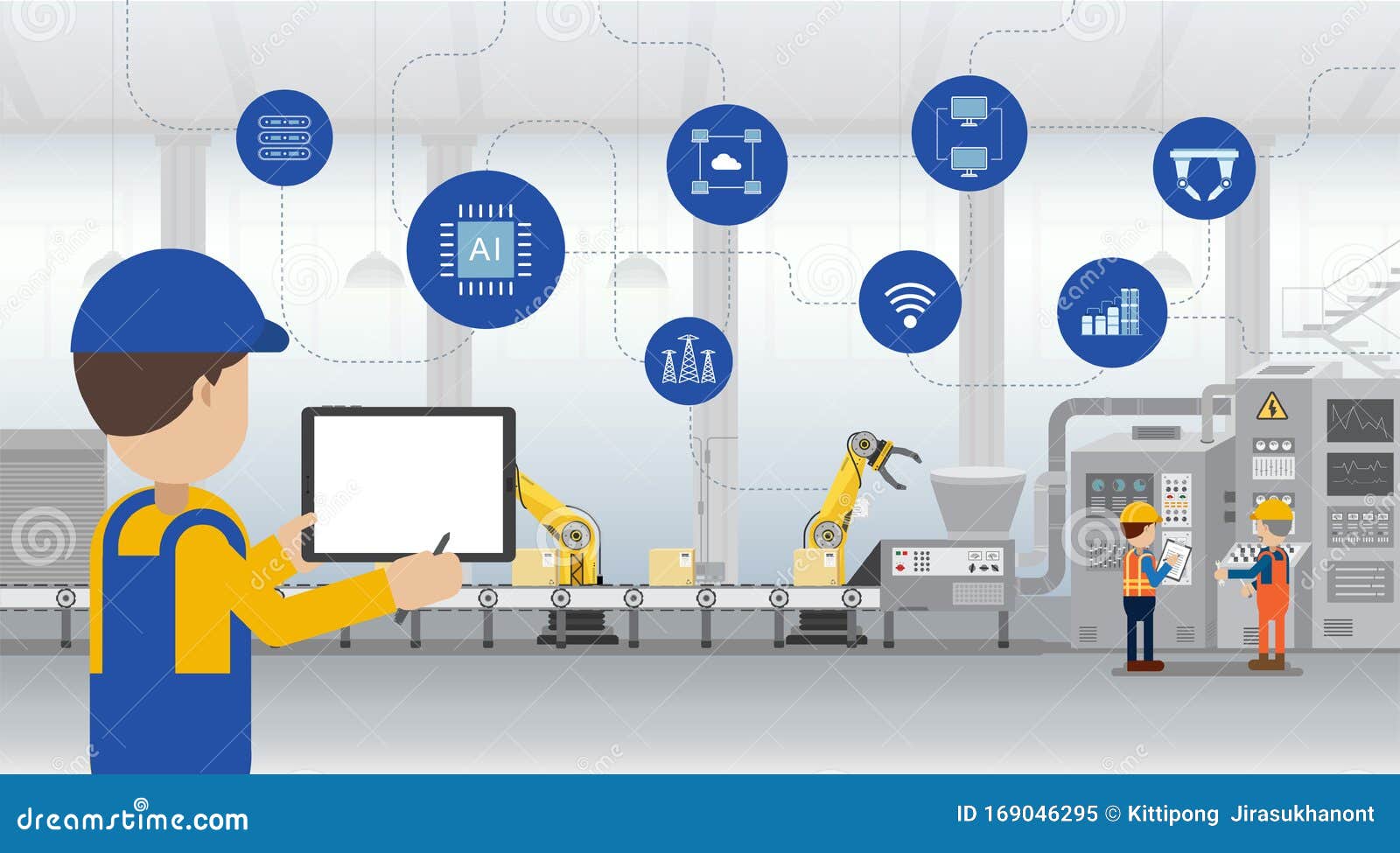 Automation Industry Concept Stock Vector - Illustration of cybernetic ...