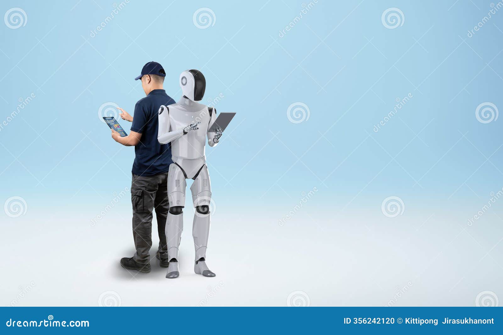 Engineer Work With 3d Rendering Robotic Arms Stock Image ...