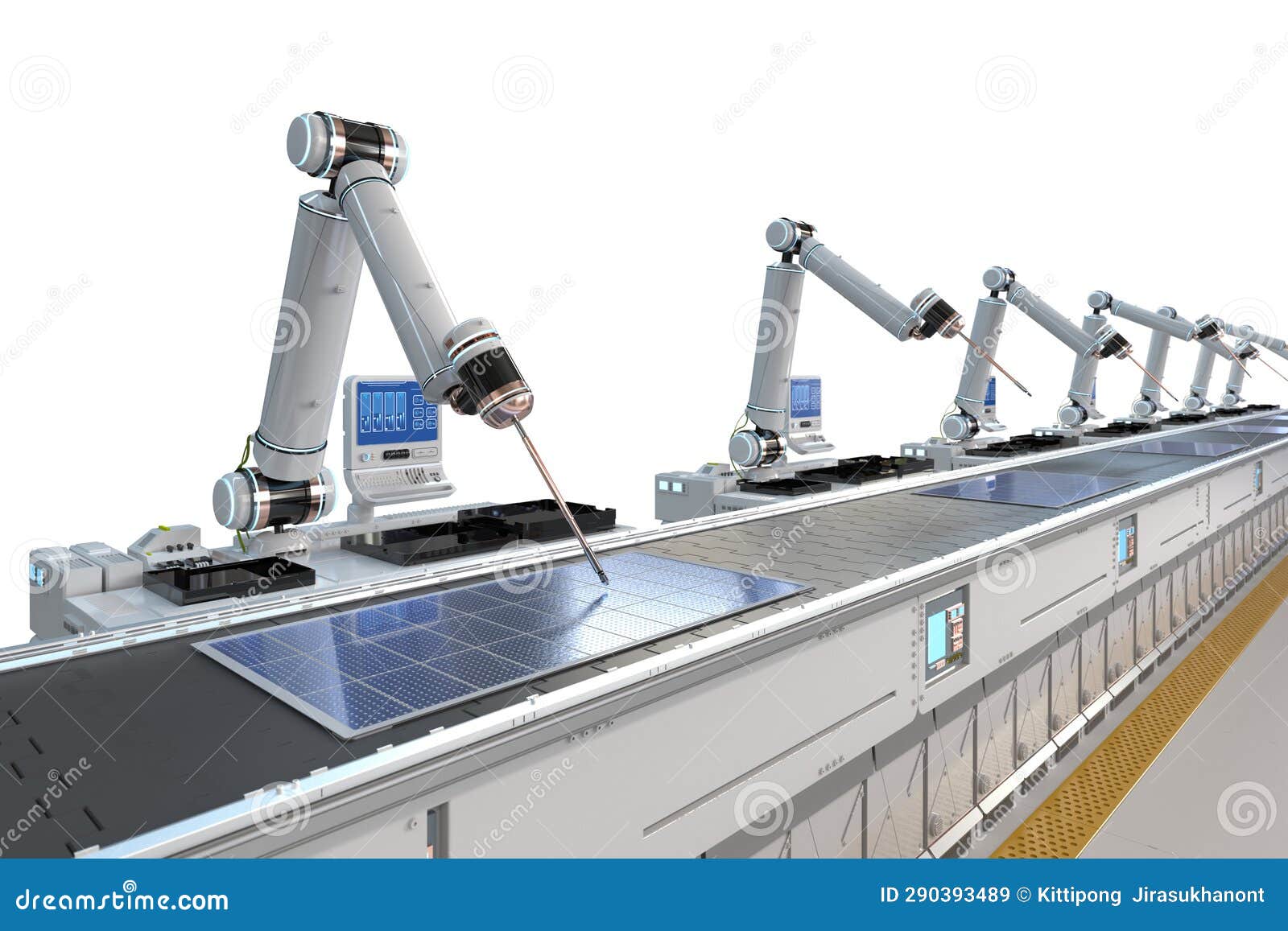 Automation Industry with Robot Assembly Line in Solar Panel Factory ...