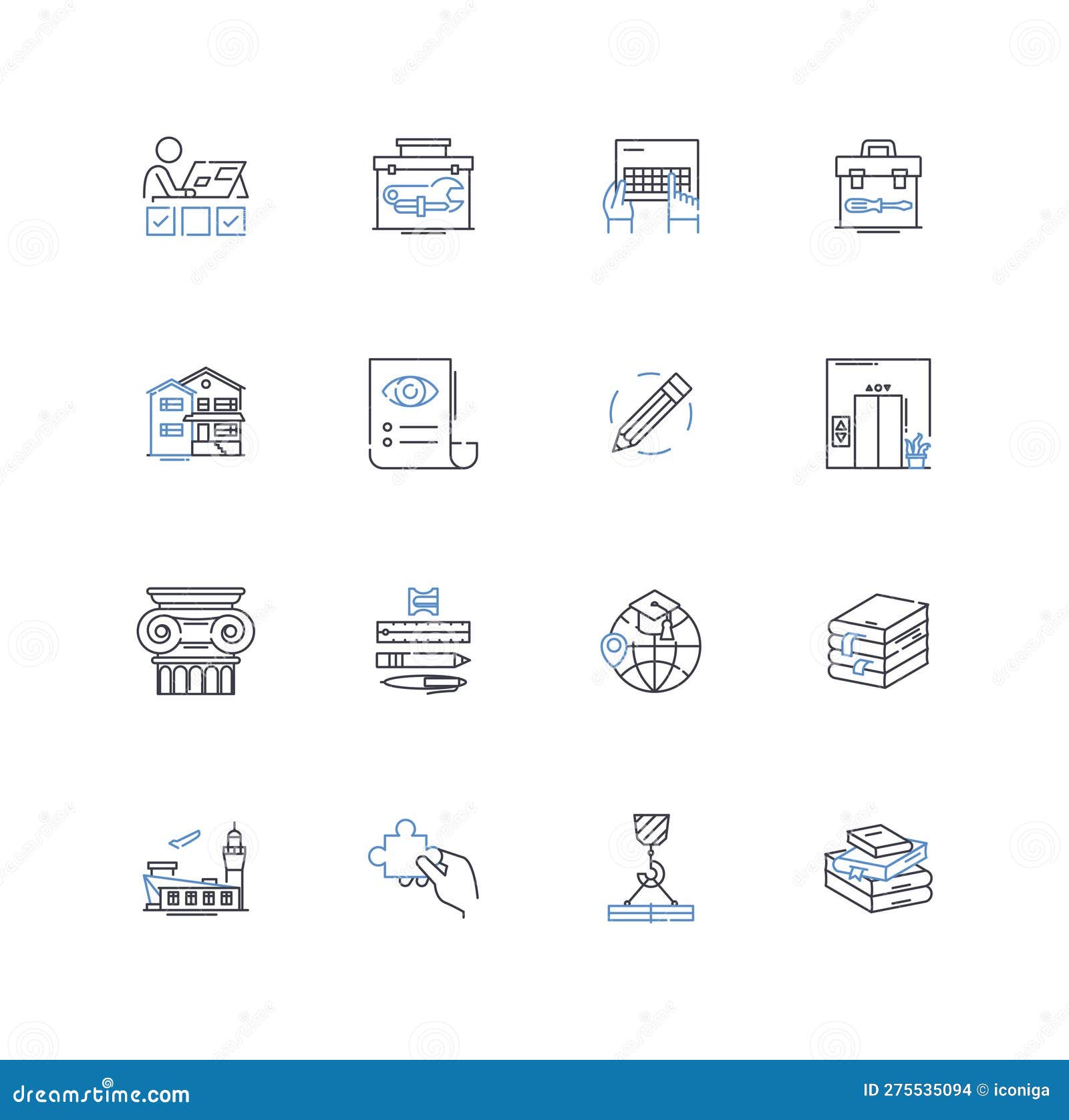 Automation Line Icons Collection Efficiency Optimization