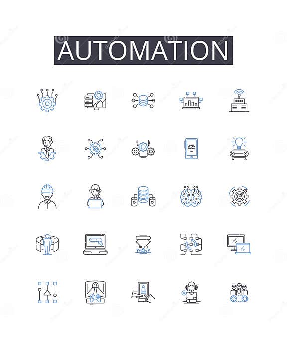 Automation Line Icons Collection. Mechanization, Innovation ...
