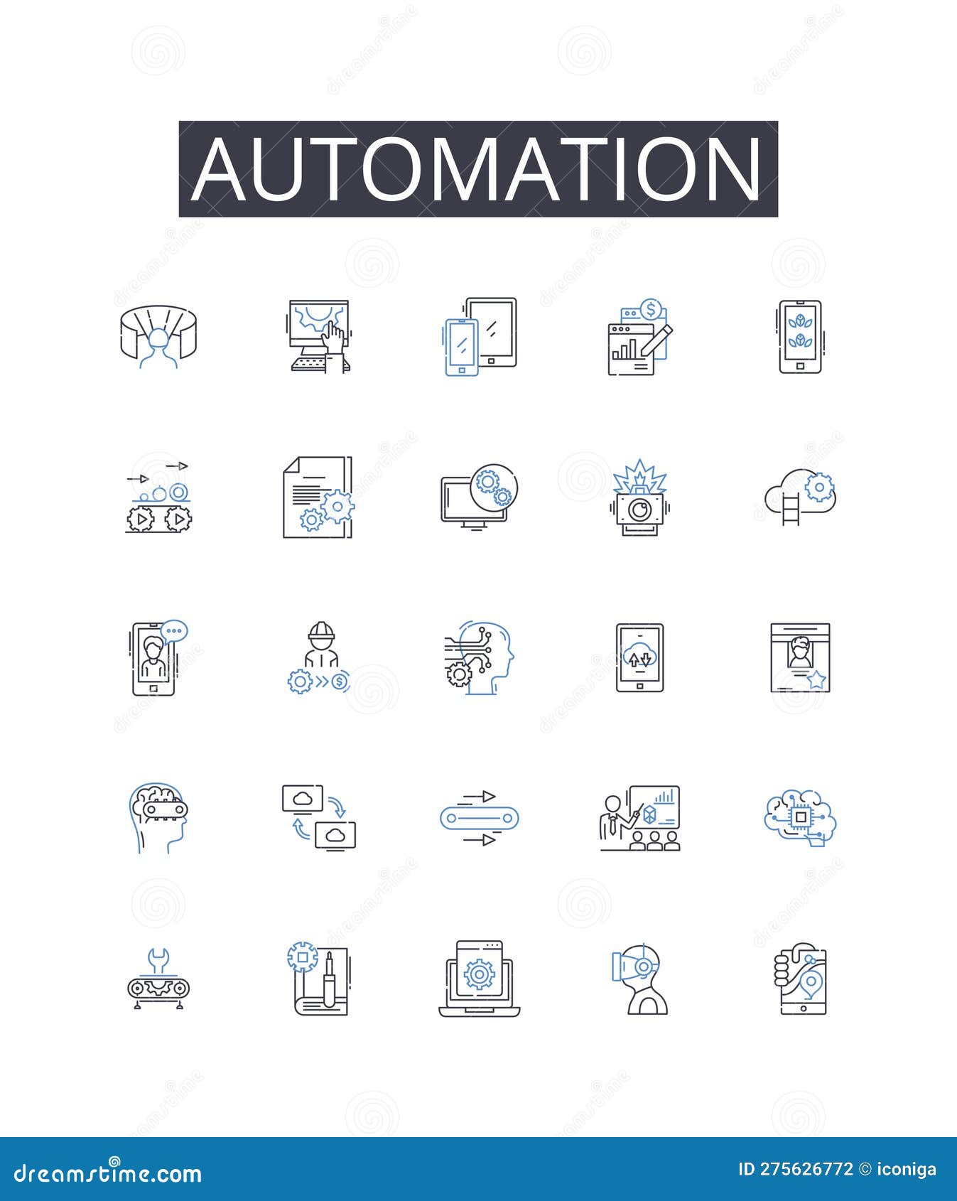 Automation Line Icons Collection. Mechanization, Innovation ...