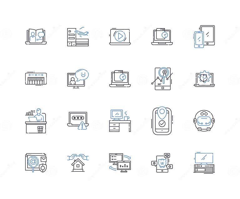 Automation Line Icons Collection Robotics Efficiency Streamline