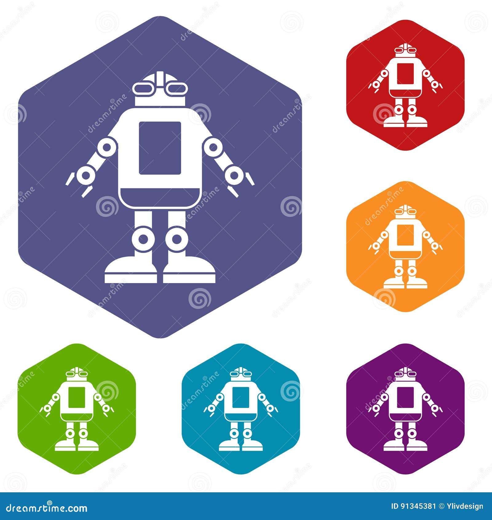 Automation Machine Robot Icons Set Hexagon Stock Vector - Illustration ...
