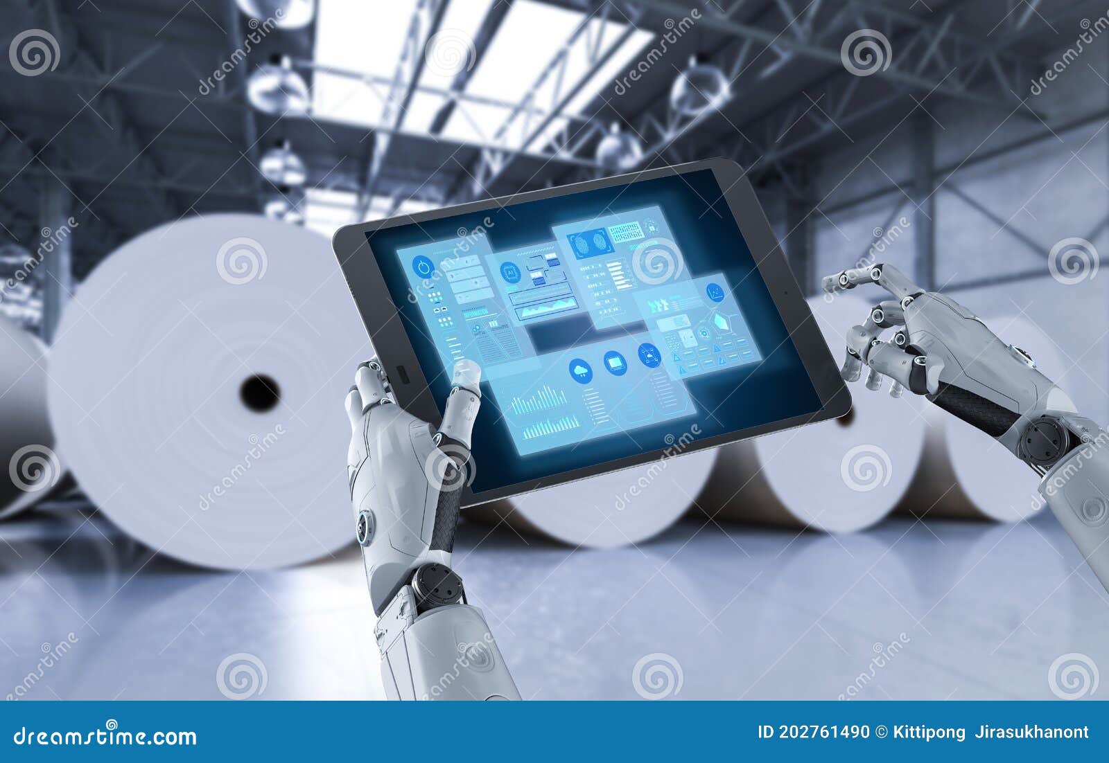 Automation paper factory stock illustration. Illustration of automaton ...