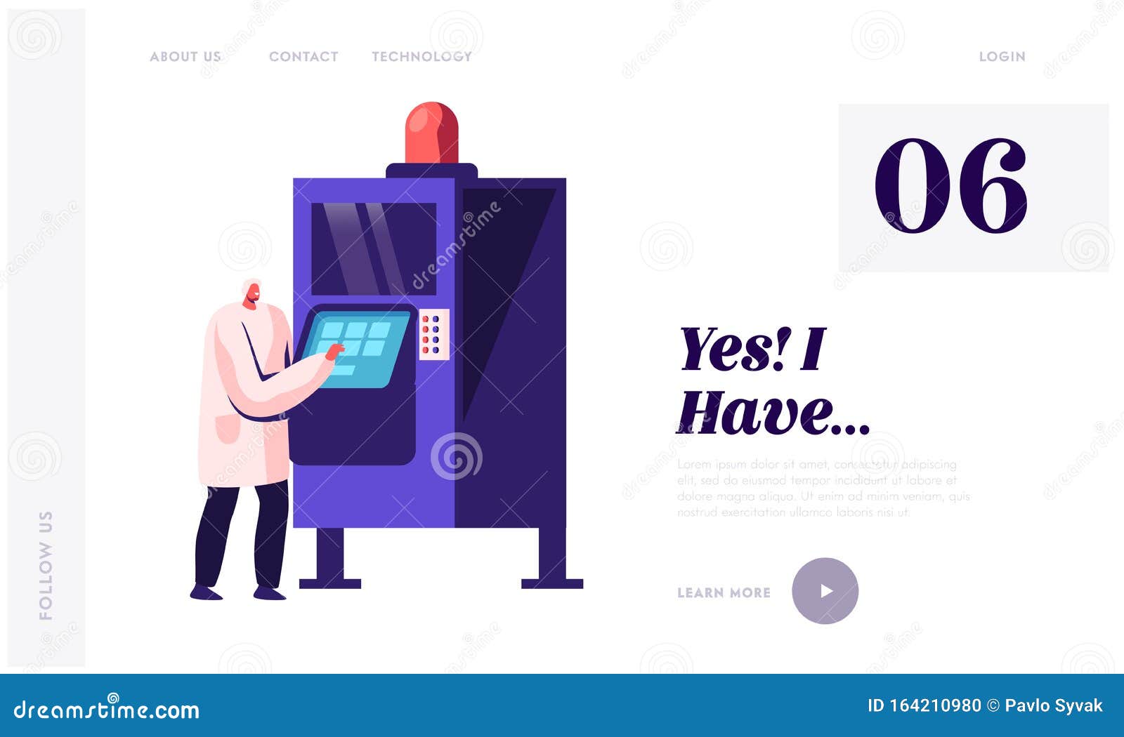 Automation Process on Factory Website Landing Page. Man Worker Stand at ... Automation Process on Factory Website Landing Page. Man Worker Stand at ...