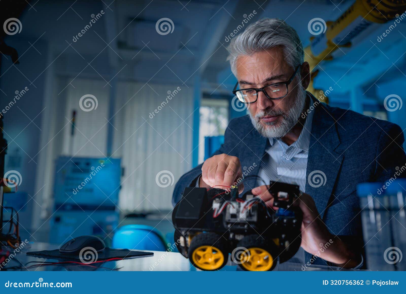 Automation, Robotics Engineer Assembling Robotic Car. Concept of Modern ...