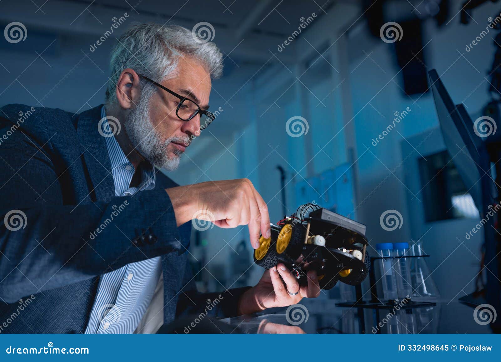 Automation, Robotics Engineer Assembling Robotic Car Prototype for ...