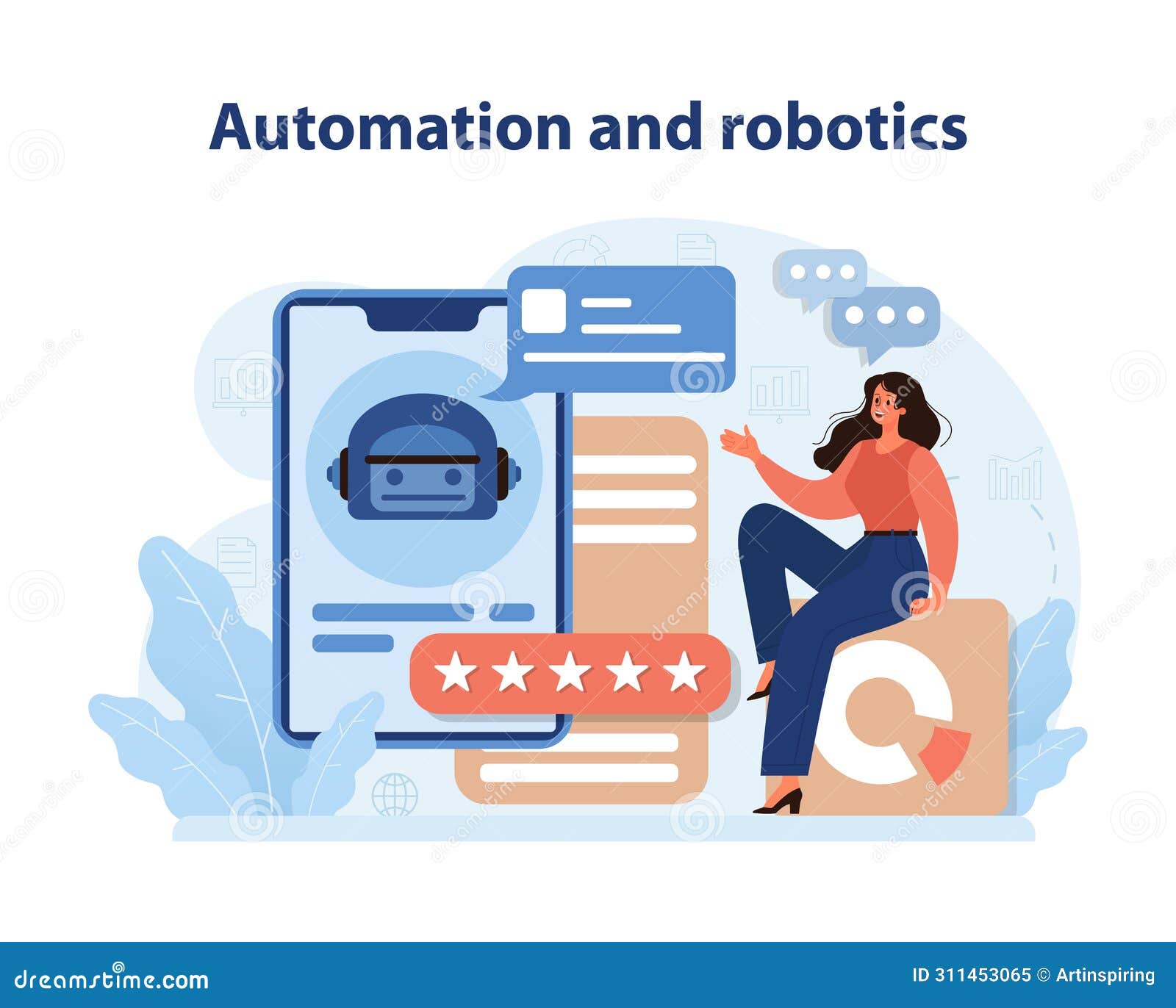 Automation and Robotics. a Modern Retail Landscape with Robotics. Stock ...