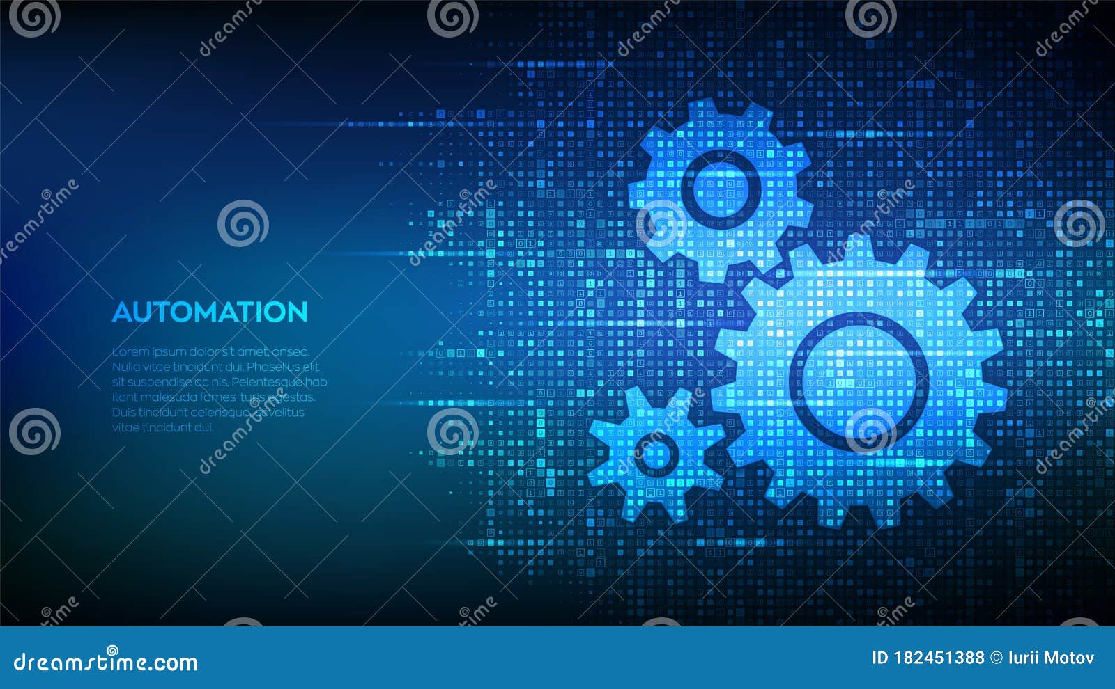 Automation Software Background. Gears Icons Made with Binary Code. IOT ...