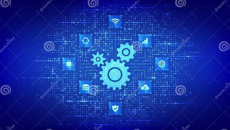 Automation Software Gears Icon Made With Binary Code Iot And Automation Icons Connections