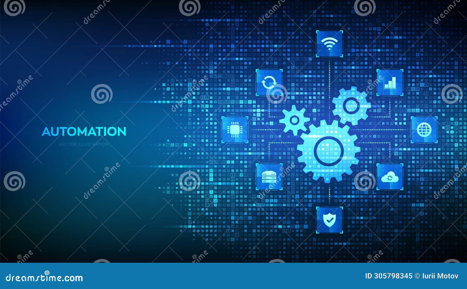 Automation Software Gears Icon Made With Binary Code Iot And
