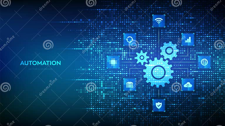 Automation Software Gears Icon Made With Binary Code Iot And Automation Icons Connections