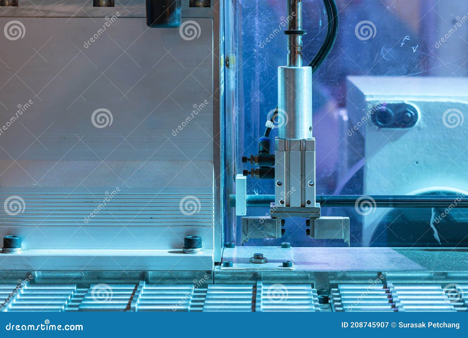 Automation System Robot Arm with Grip during Process Sorting Lift and ...