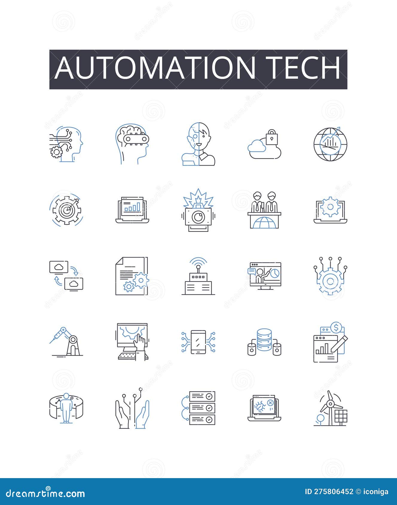 Robotics Industry Linear Icons Set Automation Ai Sensors Servos Grippers Robots