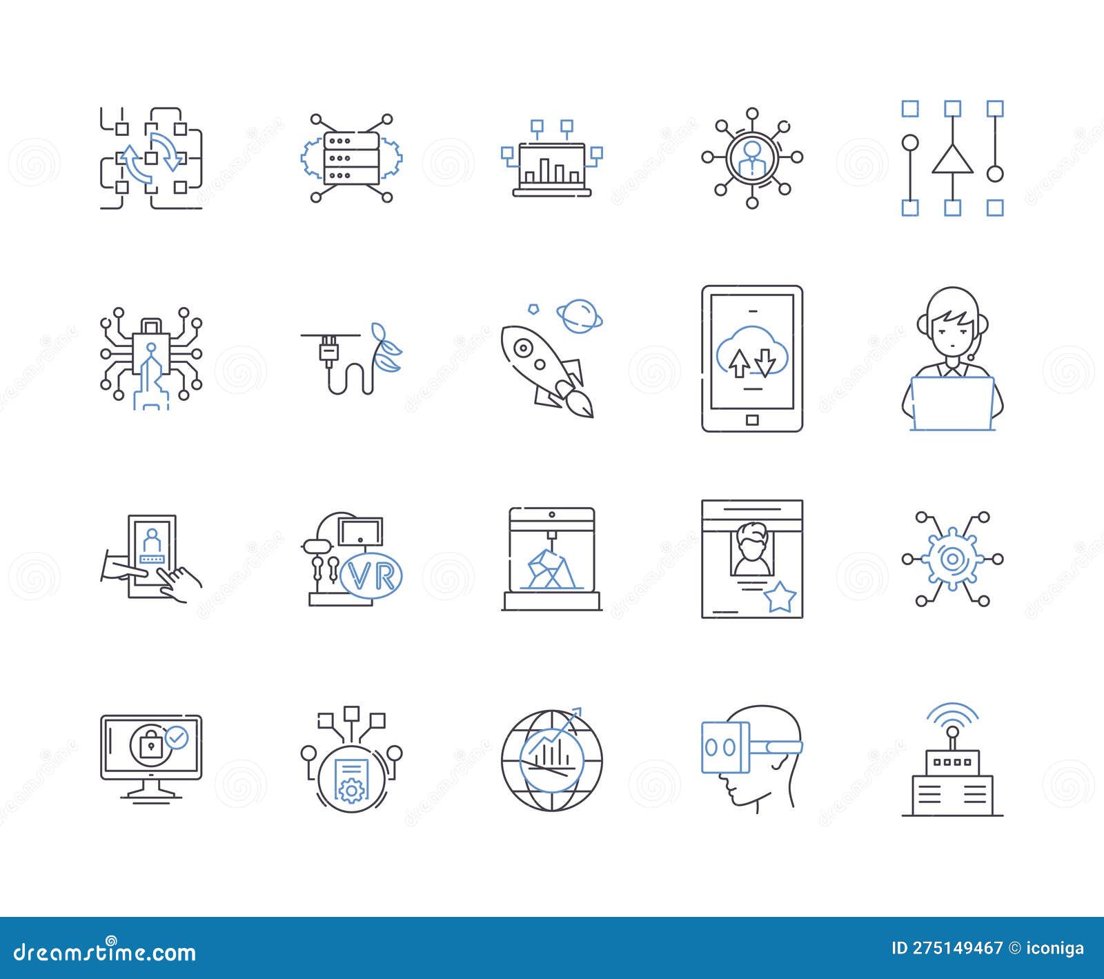 Automation Tech Outline Icons Collection Automation Technology Robotics Ai Machine Learning