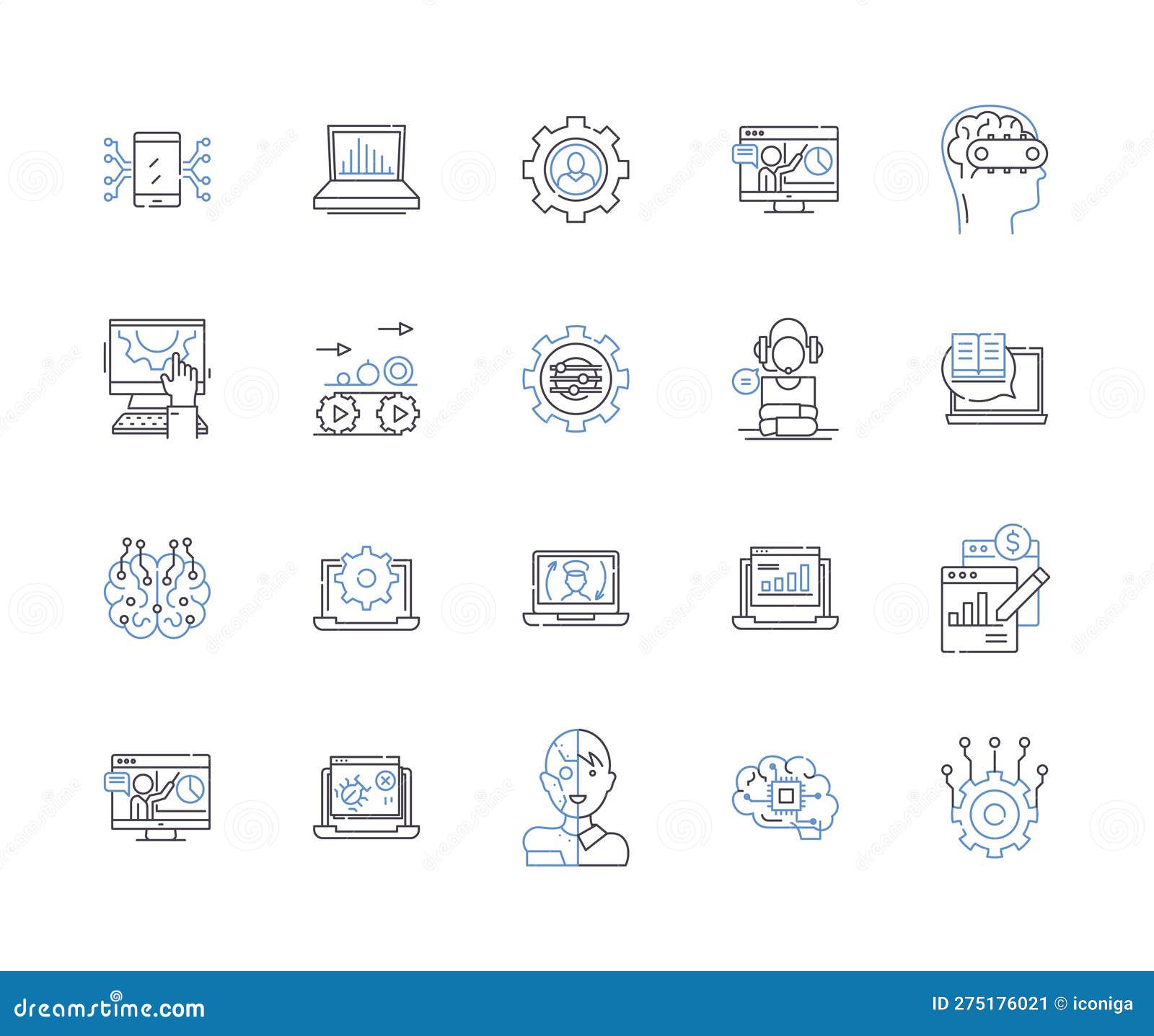 Automation Tech Outline Icons Collection. Automation, Technology, Robotics, AI, Machine Learning ...