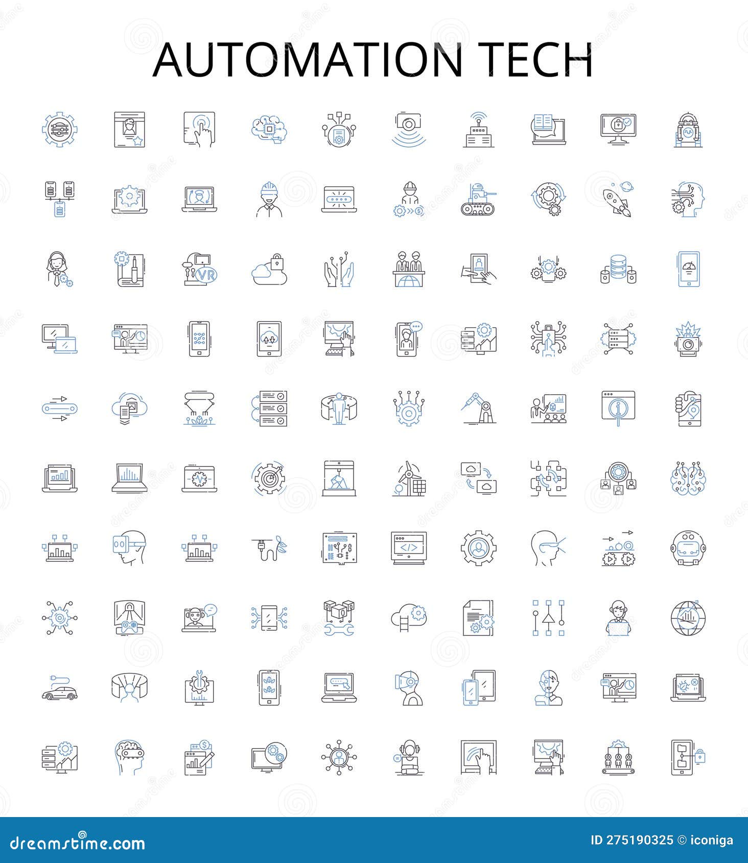 Automation Tech Outline Icons Collection. Automation, Technology, Robotics, AI, Machine Learning ...