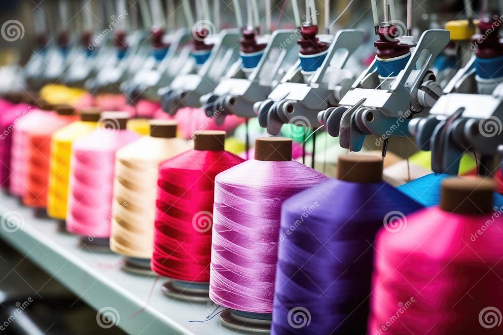 Automation in Textile: Loops of Thread in Sewing Machine Stock Photo ...