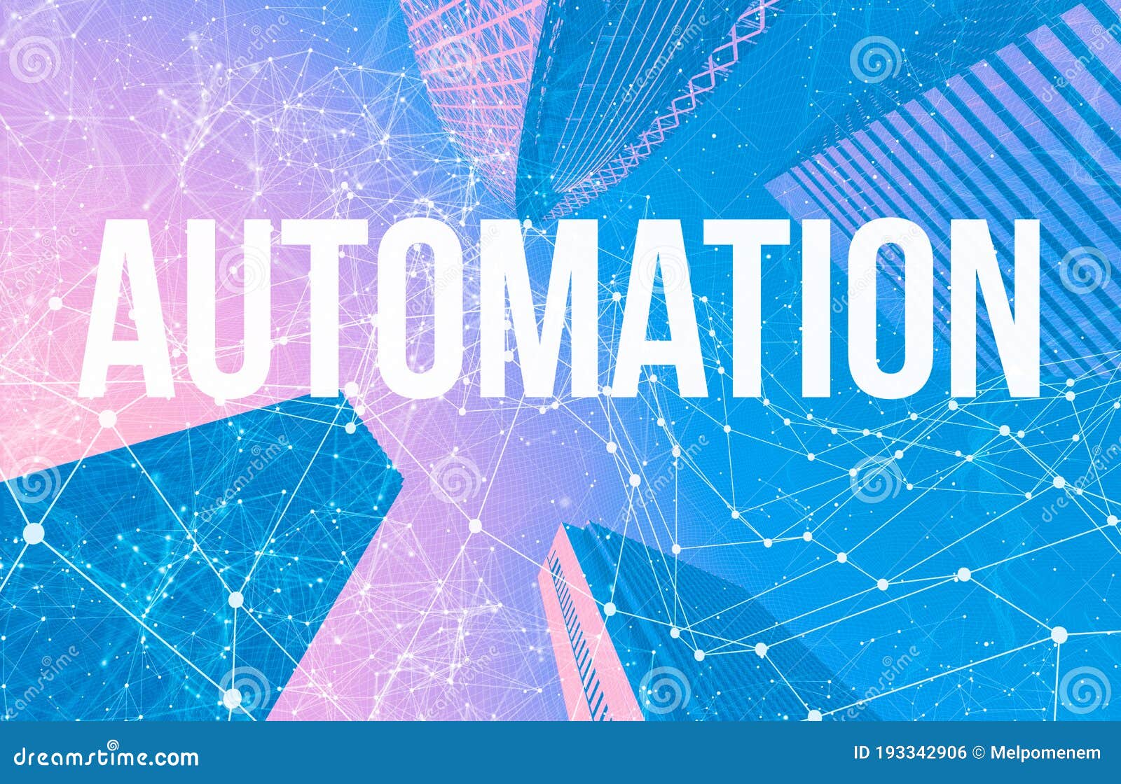 Automation Theme with Abstract Patterns and Skyscrapers Stock Photo ...