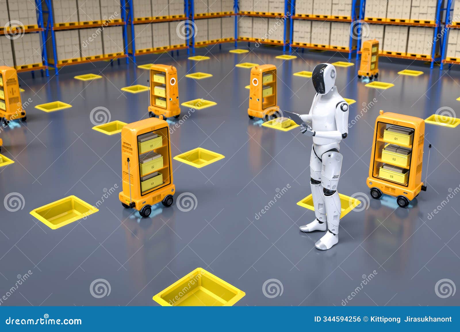 Automation Warehouse Processes. Smart Logistic Cartoon Vector ...