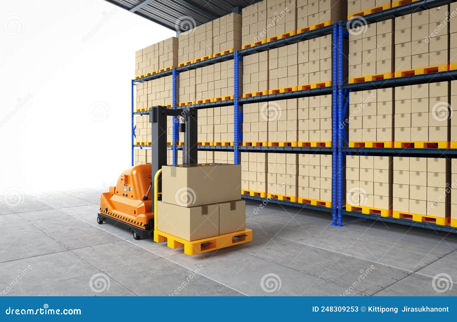 Warehouse Stockroom Vector Illustration, Cartoon Flat Warehousing ...