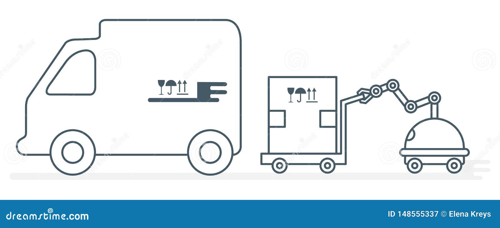 Robot Loader Line Icon, Robotization Concept, Robotic Packaging Sign On ...