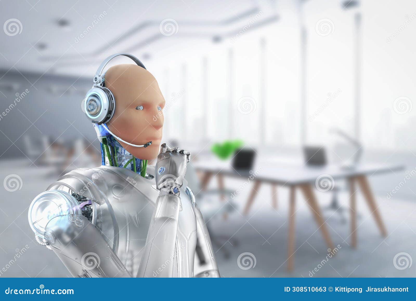 Automation Worker Concept With Ai Robot Working In Smart Office Stock