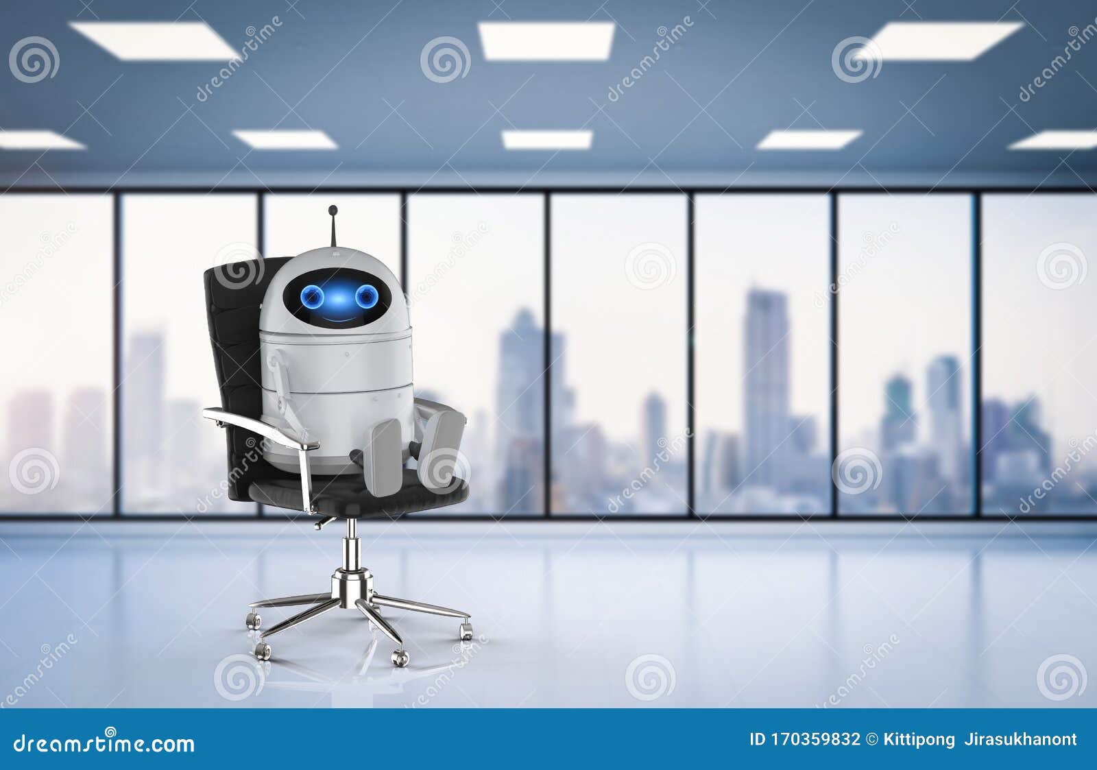 Android robot in office stock illustration. Illustration of robot ...