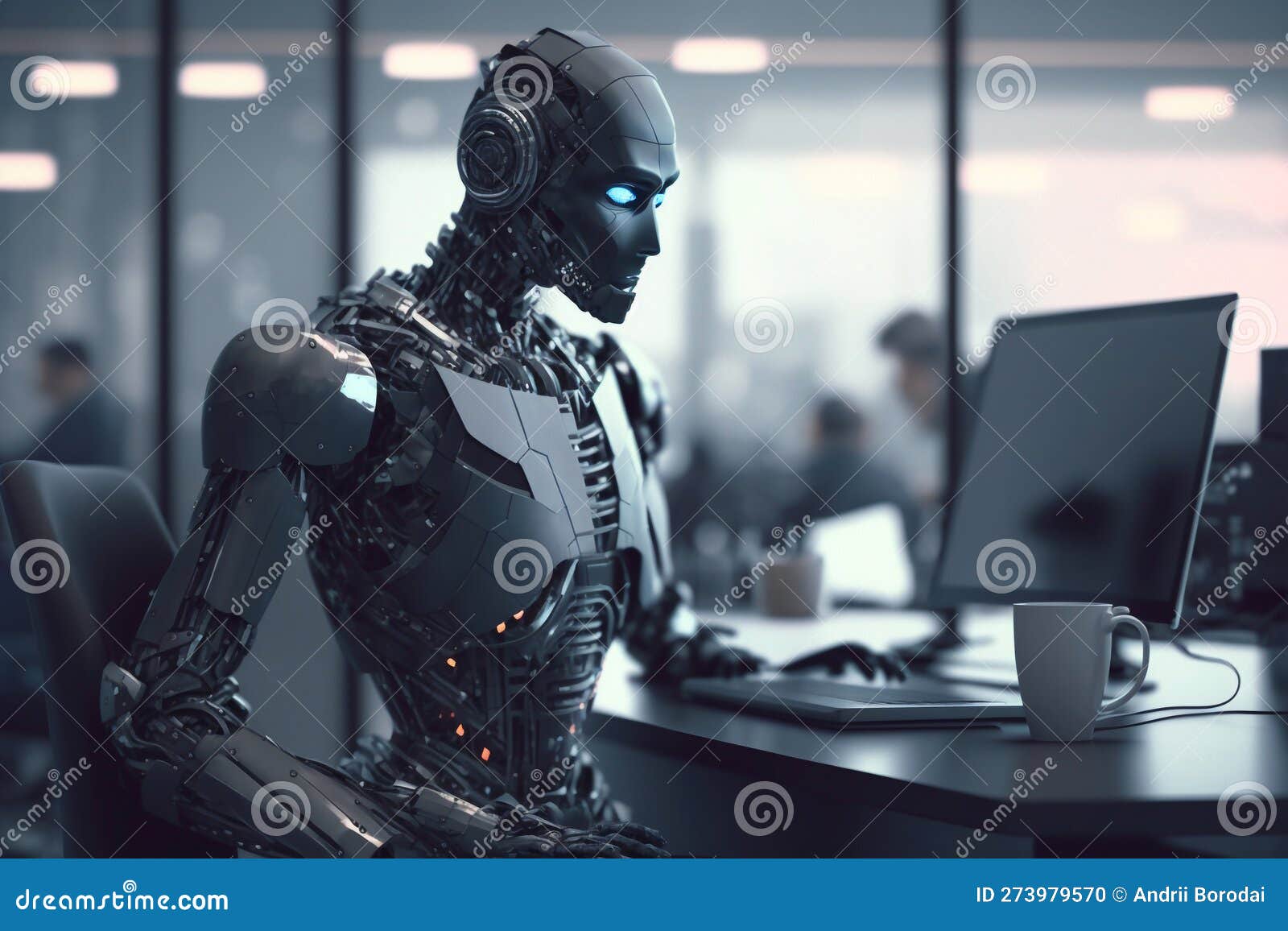 Automatisierungsarbeitskonzept Mit 3D-Rendering Von Cyborg Oder ...