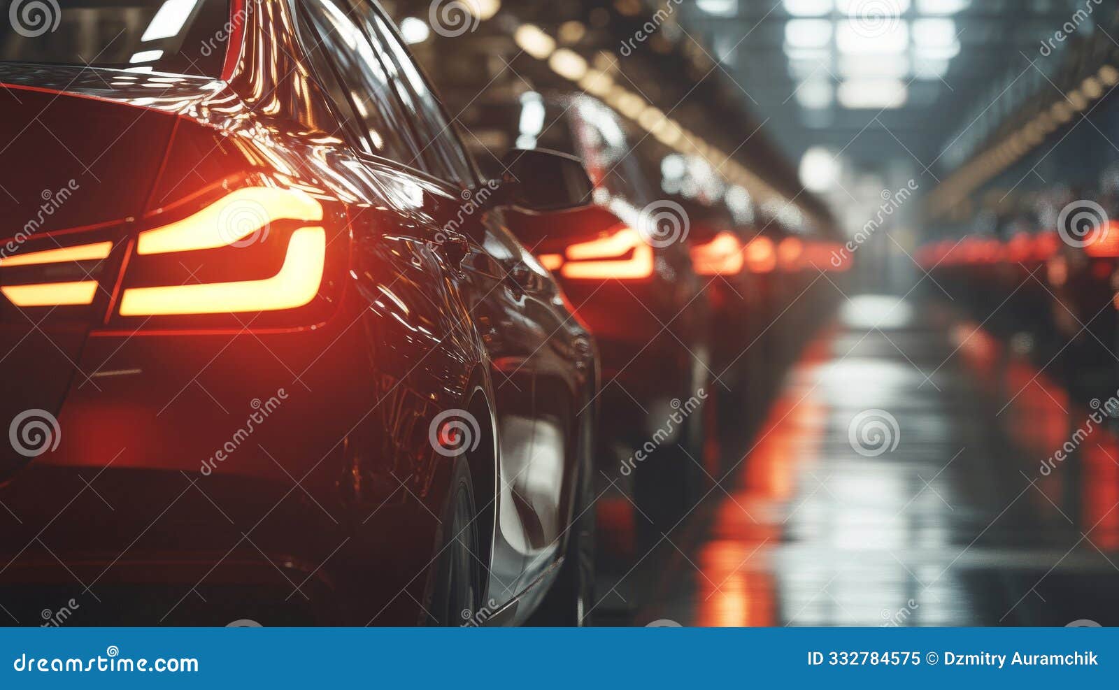 Automobile Assembly Line with Unfinished Car Bodies. Stock Image ...