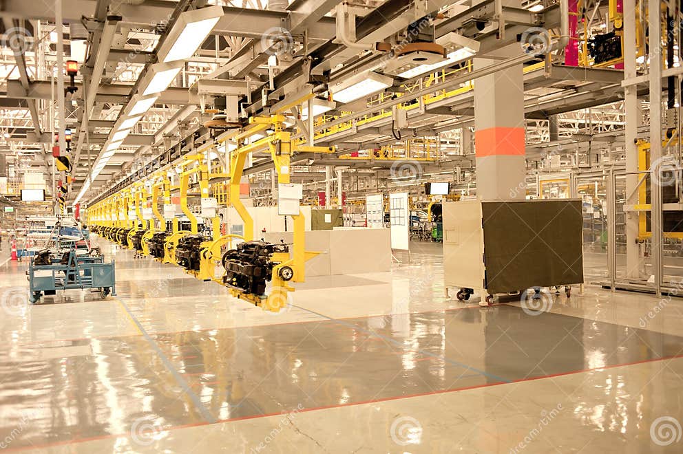 Automobile Assembly Shop Panorama Stock Image - Image of workshop ...